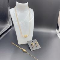 China High Polish Newest Gold Color Stainless Steel  Earring ,Necklace , Bracelet Sets For Lady for sale