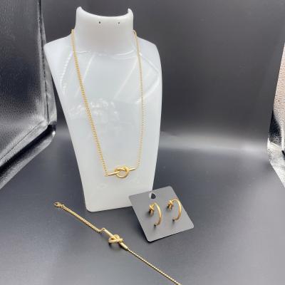China High Polish Newest Gold Color Stainless Steel  Earring ,Necklace , Bracelet Sets For Lady for sale