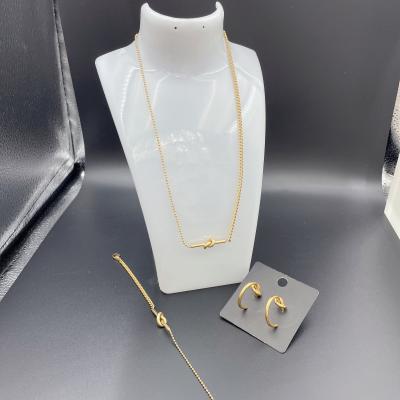 China High Polish Newest Gold Color Stainless Steel  Earring ,Necklace , Bracelet Sets For Lady for sale