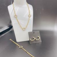 China High Polish Newest Gold Color Stainless Steel  Earring ,Necklace , Bracelet Sets For Lady for sale