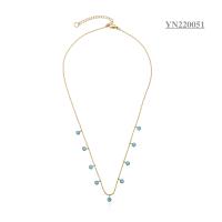 China Women Girls Stainless Steel CZ Gold Jewelry Layered Turquoise Necklaces for sale