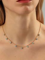 China Women Girls Stainless Steel CZ Gold Jewelry Layered Turquoise Necklaces for sale