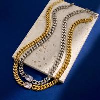 China Personalized Stainless Steel CZ Gold Necklace Miami Cuban Link Chain Necklace for sale