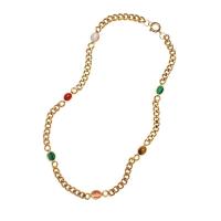 China stainless steel Jewelry Set colorful Oval stone  Bracelet  Necklace for Women for sale