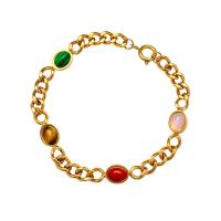 China stainless steel Jewelry Set colorful Oval stone  Bracelet  Necklace for Women for sale
