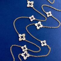 China 90cm Four Leaf Clover Necklace Women Girls Stainless Steel Long Necklace for sale