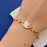China 16cm Anniversary Shell Charm Bracelet Stainless Gold Link Bracelet Womens for sale