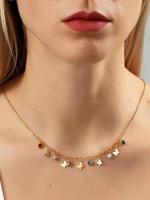 China Women Butterfly Chain Necklace Designer Colorful Stainless Steel Gold Chain for sale