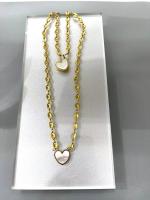China Women Girls Trendy Heart Pendant Necklace Europe USA Shell Heart Charm Choker for sale