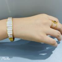 China European And American Style Bracelet Stainless Steel Bracelet Vertical Stripe Inlaid Bangle for sale