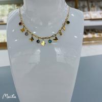 China Women Butterfly Chain Necklace Designer Colorful Stainless Steel Gold Chain for sale