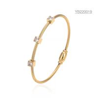 China Glisten Big Rhinestone Bracelet 14k Gold Plated Stainless Steel Bangle For Gift for sale