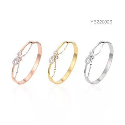 China Solid Gold Rhinestone Bracelet Adjustable Silver Butterfly Bangle Valentine's Day Gift for sale