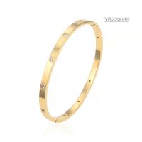 China Bling Diamonds Light Luxury Gold Bangle Independent Design SS316l Gold Bangle for sale