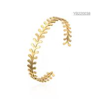 China INS tide brand jewelry gold hollow leaf bracelet opening Stainless steel bangles for sale