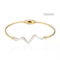 China exclusive niche brand Stainless steel rhinestone bracelet 18k thick gold bangles for sale