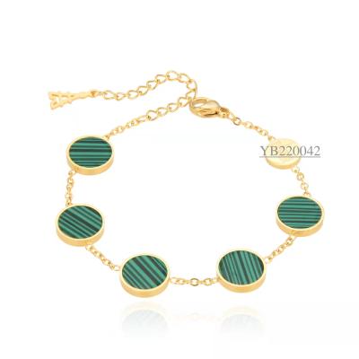 China independent designer brand round green shell bracelet Stainless steel hand chain for sale