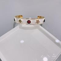 China Stainless Steel Colorful Gemstone Bracelet White Wide Cuff Bangles For Wedding for sale