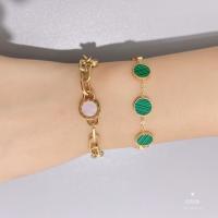 China independent designer brand round green shell bracelet Stainless steel hand chain for sale