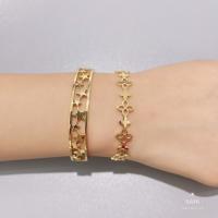 China Ring Style Hollow Gold Flower Bracelet 304 316 316L Stainless Steel Adjustable Bangle for sale