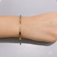 China vintage brand jewelry colorful stainless steel CZ  18k gold full diamond bangle for sale