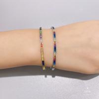 China vintage brand jewelry colorful stainless steel CZ  18k gold full diamond bangle for sale