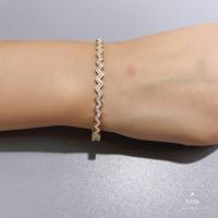 China Luxury Brand 24k Gold Rhinestone Bracelet Stainless Steel Wave Bangle Bracelet for sale