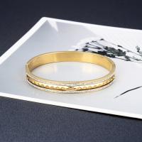 China 18k Gold Welt Womens Stainless Steel Bracelet Rhombus Inlaid Rhinestone Bangle for sale