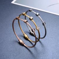 China Glisten Big Rhinestone Bracelet 14k Gold Plated Stainless Steel Bangle For Gift for sale