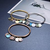 China Luxury jewelry vintage colour shell bangle 14k rosegold Stainless steel bracelet for sale