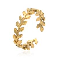 China Open Adjustable Stainless Women Designer Bracelets 18k Gold Leaf Bangle For Lady for sale