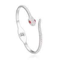 China Light Luxury Stainless Steel Designer Jewelry Snake Shape Flash All Diamond Bracelet for sale