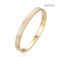 China White Shell Embellished Premium Quality Bangles Stainless Steel Gold Snap Bracelets for sale