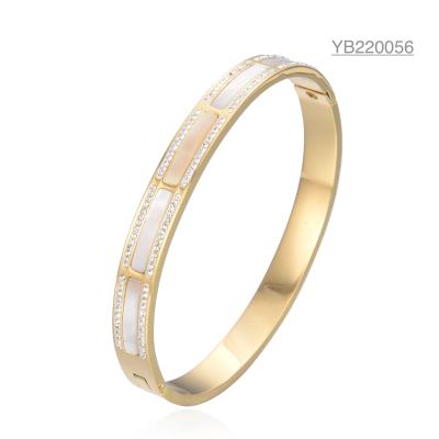 China Women'S Enamel Stainless Steel Bangles Noble Classic Diamond Gold Buckle Bracelet for sale