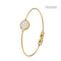 China Full Shiny Diamond Stainless Steel Bangle Stainless Steel And 14k Gold Bracelet for sale