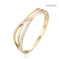 China Stainless 18k Gold Plated Jewelry Triple Overlapping Rhinestone Bangle Bracelet for sale