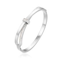 China Gold Stainless Steel Designer Jewelry Luxury Layered Diamond Bow Bangle for sale