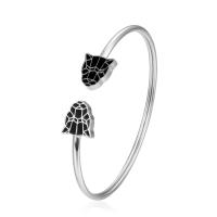 China 18k Gold Stainless Steel Open Bangle Bracelet Black Leopard Enamel Bangles for sale