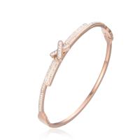 China X Letter Full Rhinestone Luxury Gold Bangles Stainless 14k Gold Snap Bracelet for sale
