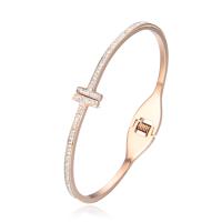 China Royal Style T Shaped Full Diamond Bangle 14 Karat Gold Adjustable Bracelet for sale