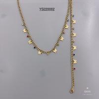 China Colorful Rhinestone Butterfly Chain Necklace Europe Silver Bracelet Jewelry Set for sale