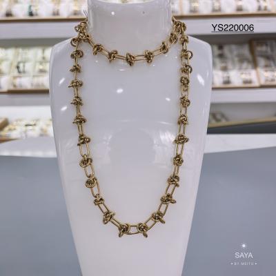 China Luxury Brand Gold Stainless Steel Heavy Industry Chain Jewelry Set Ring Bracelet for sale