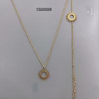 China High-end Brand 18k Gold Stainless Steel Jewelry Set Gold Gear 45cm Thin Necklace for sale
