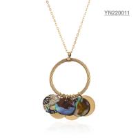 China Women Color Shell Tassel Pendant Necklaces Stainless Steel Gold Chain for sale