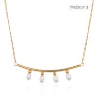 China Luxury brand 4 white pearl embellished pendant necklace stainless steel necklace for sale
