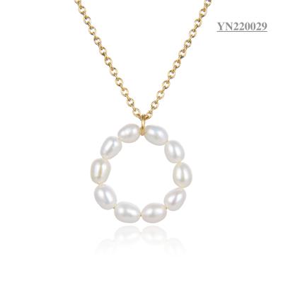 China Luxury Brand 14k Gold Plated Necklaces 10 Pearls Round Pendant Necklace for sale
