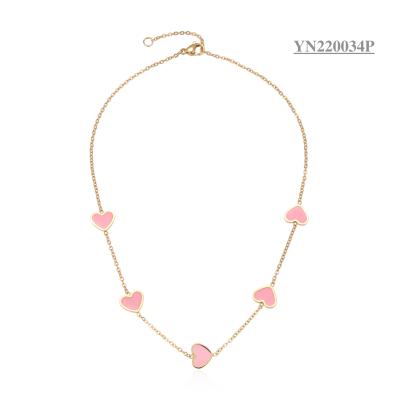 China 40CM 18k Gold Stainless Steel Necklace 5 Heart Trendy Luxury Jewelry for sale