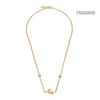 China ODM Luxury Brand Double Blue Eye Gold Stacking Necklace Stainless Steel for sale