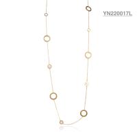China 18k Stainless Steel Layered Necklace White Shell Inlay Circle Stacking Necklaces Gold for sale
