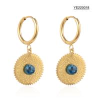 China Low Key Luxury Round Turquoise Earrings K Gold Stainless Steel Drop Earrings for sale